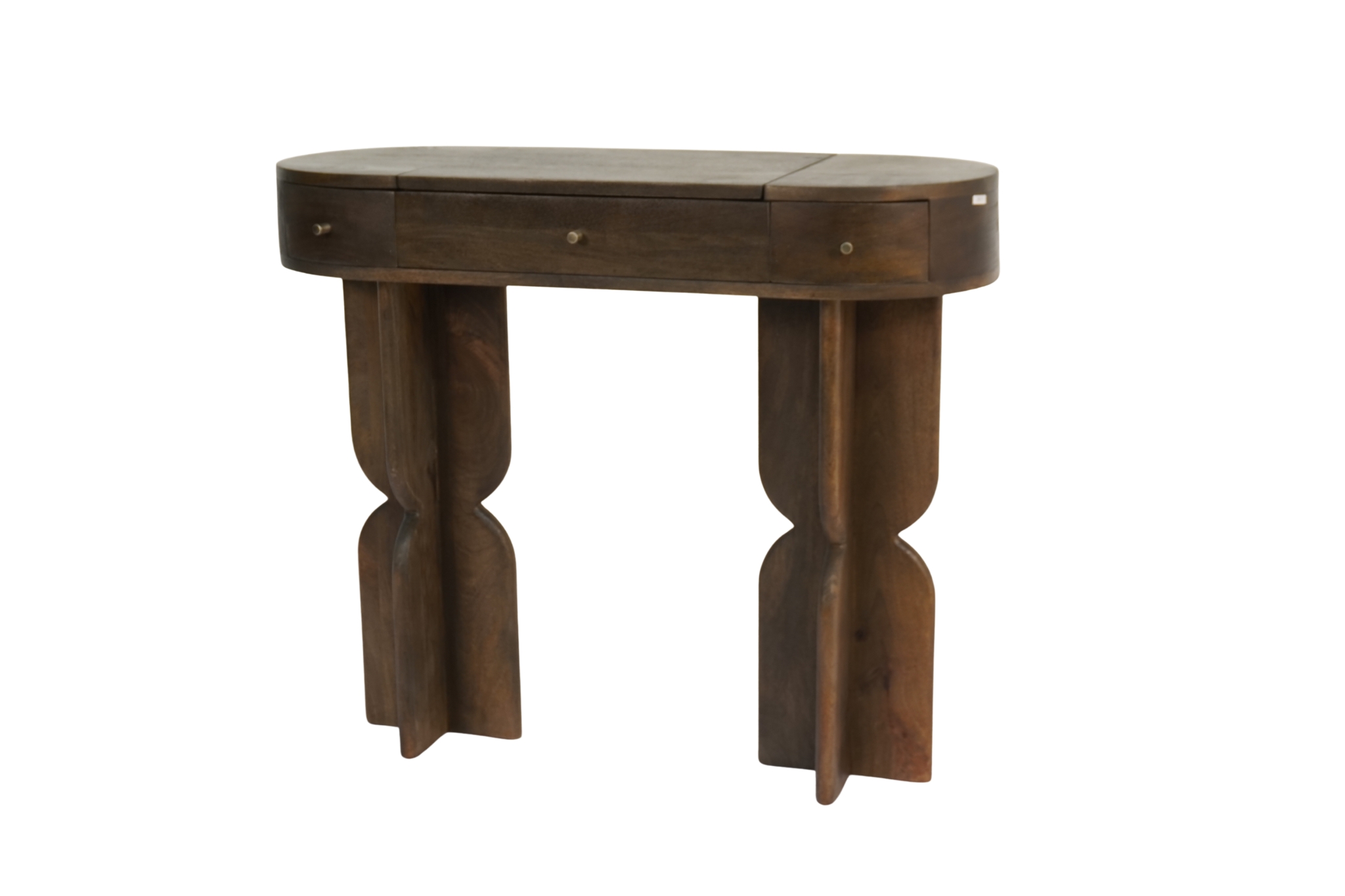 Wooden pillar design vanity with mirror – smileinteriors