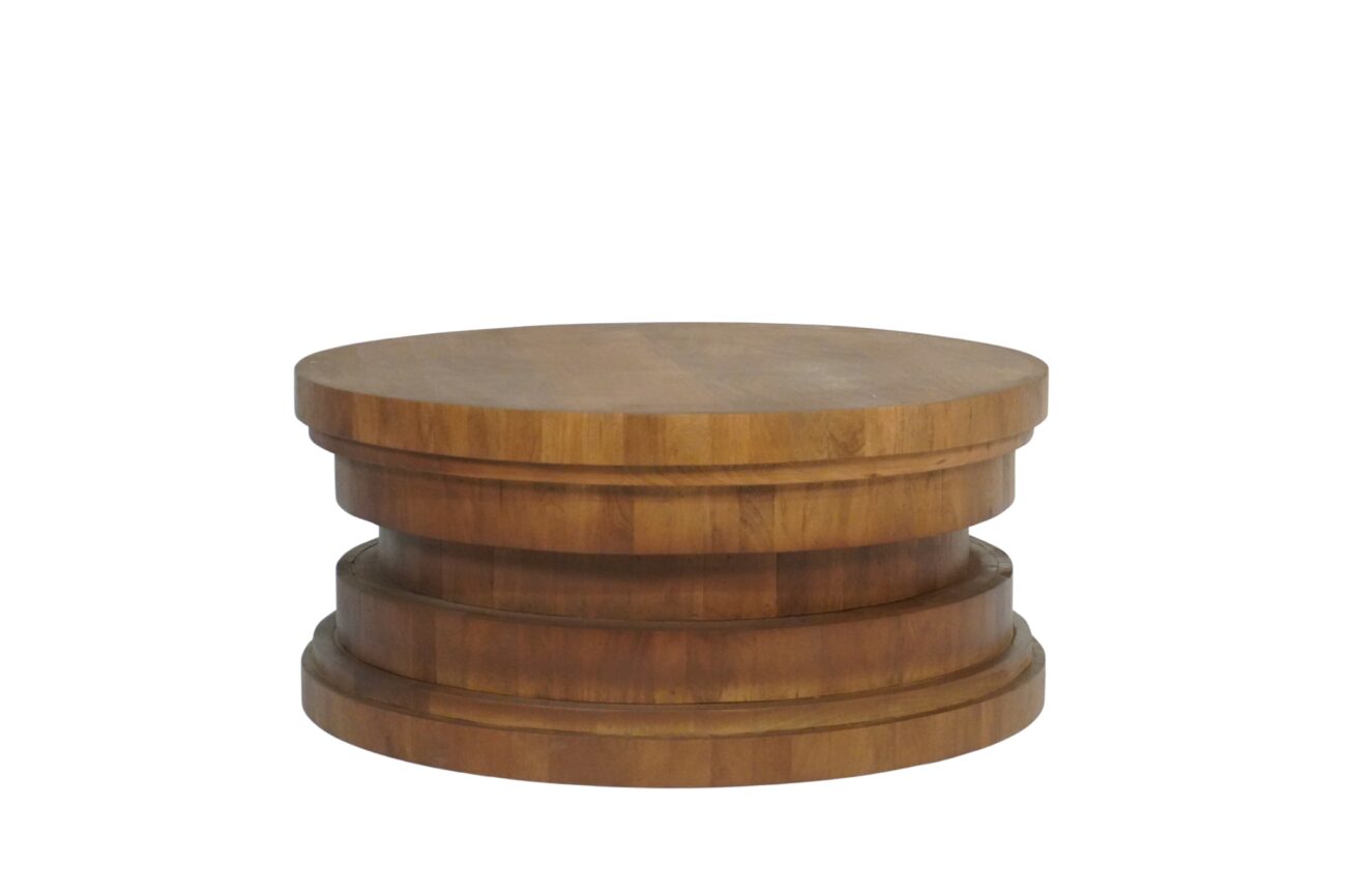 Wooden multi step design round coffee table – smileinteriors